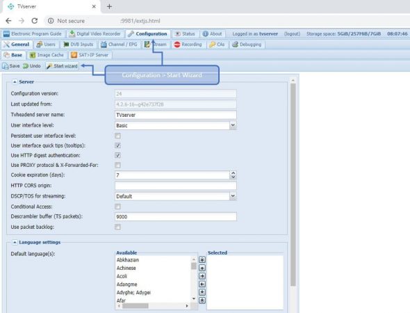 How to configure TVheadend server – Dirty Optics