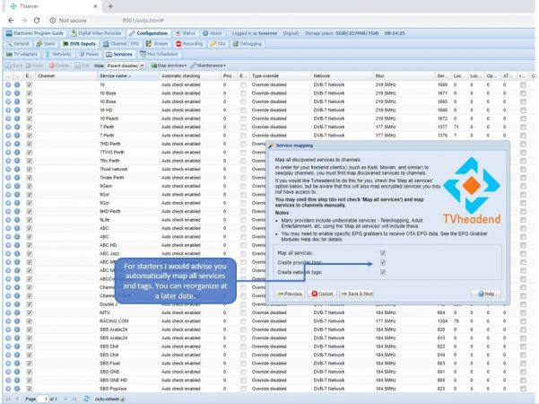 How to configure TVheadend server – Dirty Optics